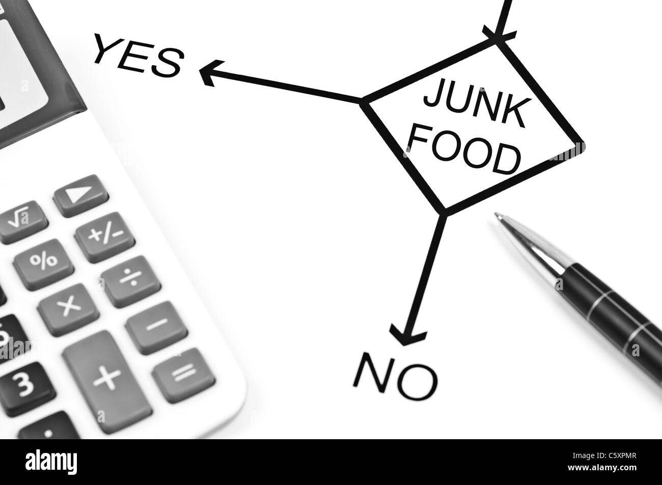 Food choice healthy junk food Black and White Stock Photos & Images - Alamy