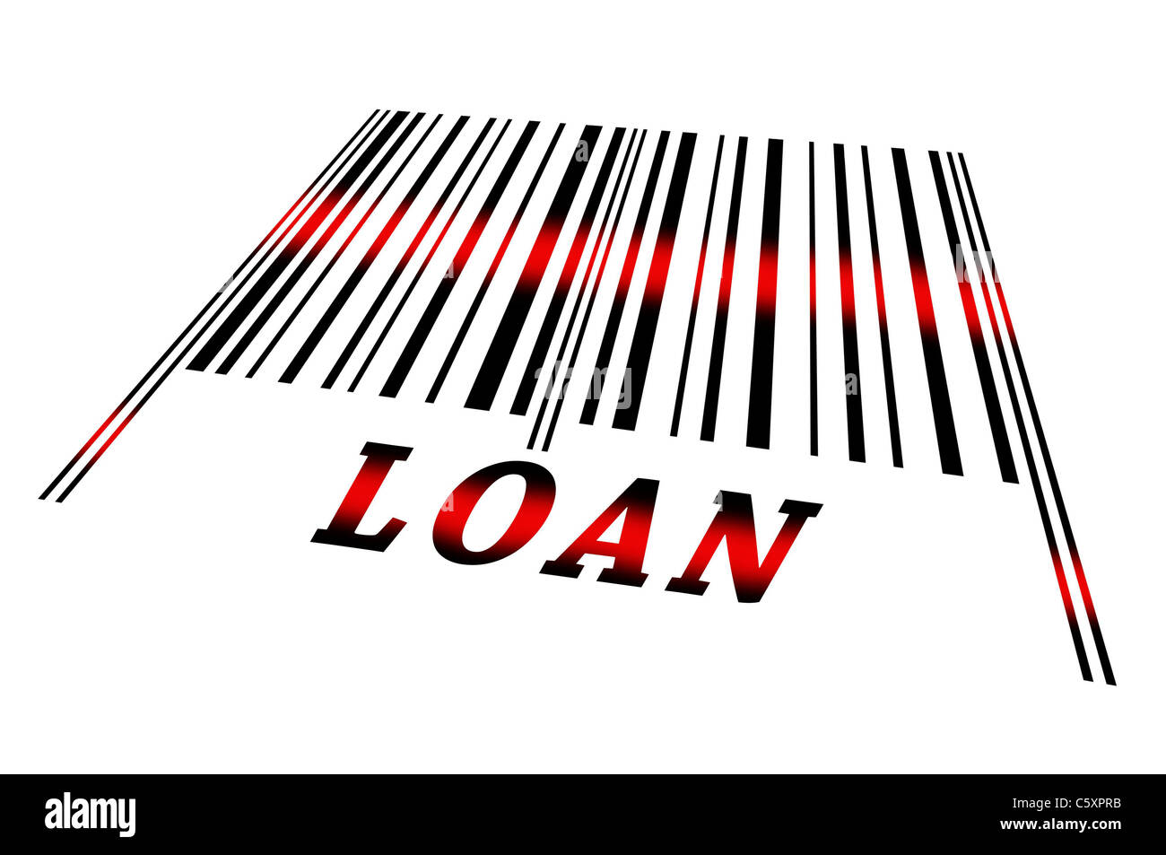 Loan word on barcode scanned Stock Photo - Alamy