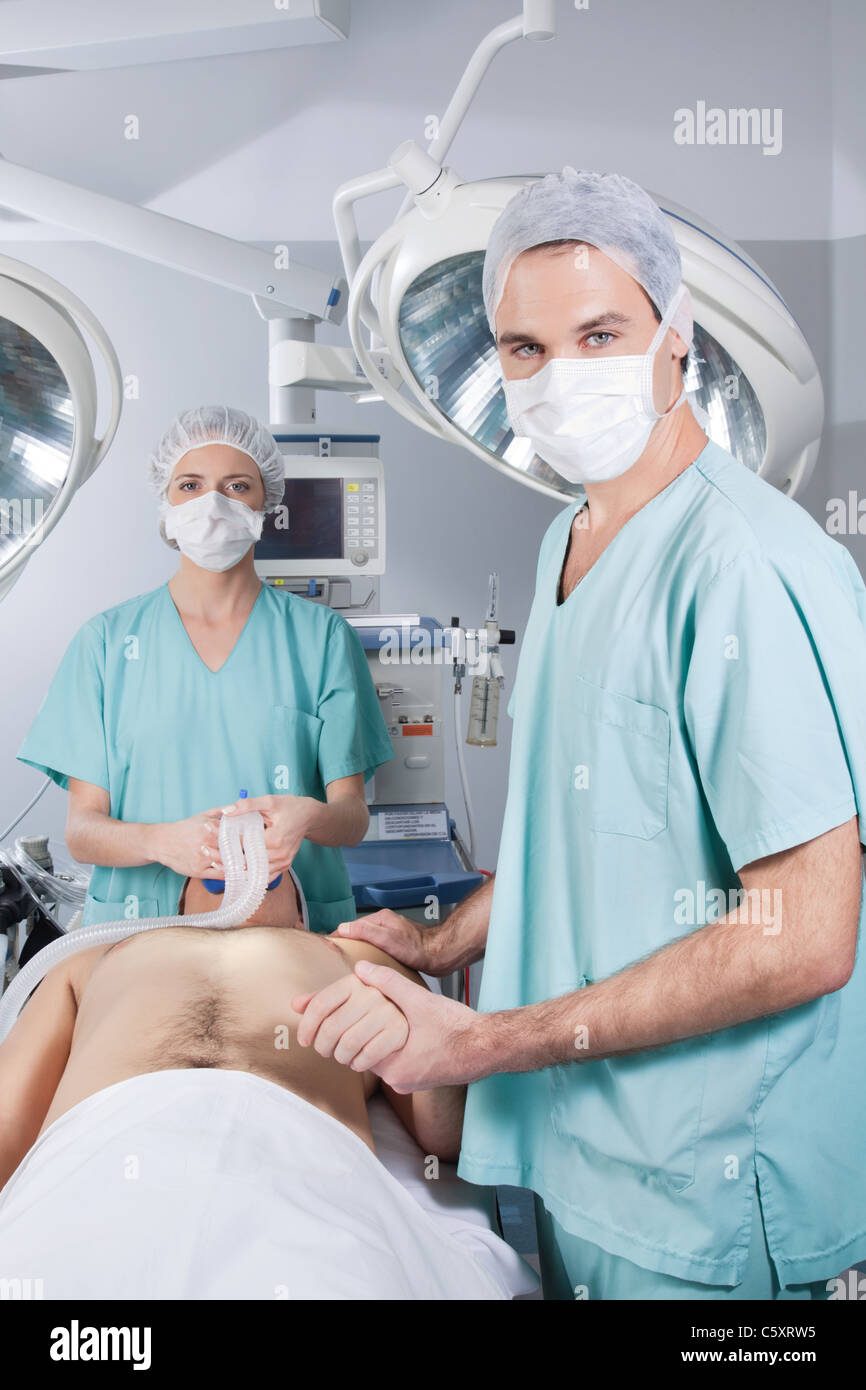 Surgeon nursing the patient before the operation in hospital Stock ...