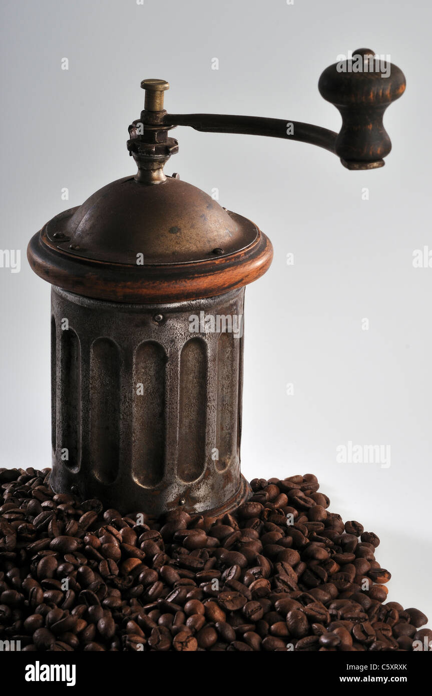 Coffee beans and grinder Stock Photo - Alamy