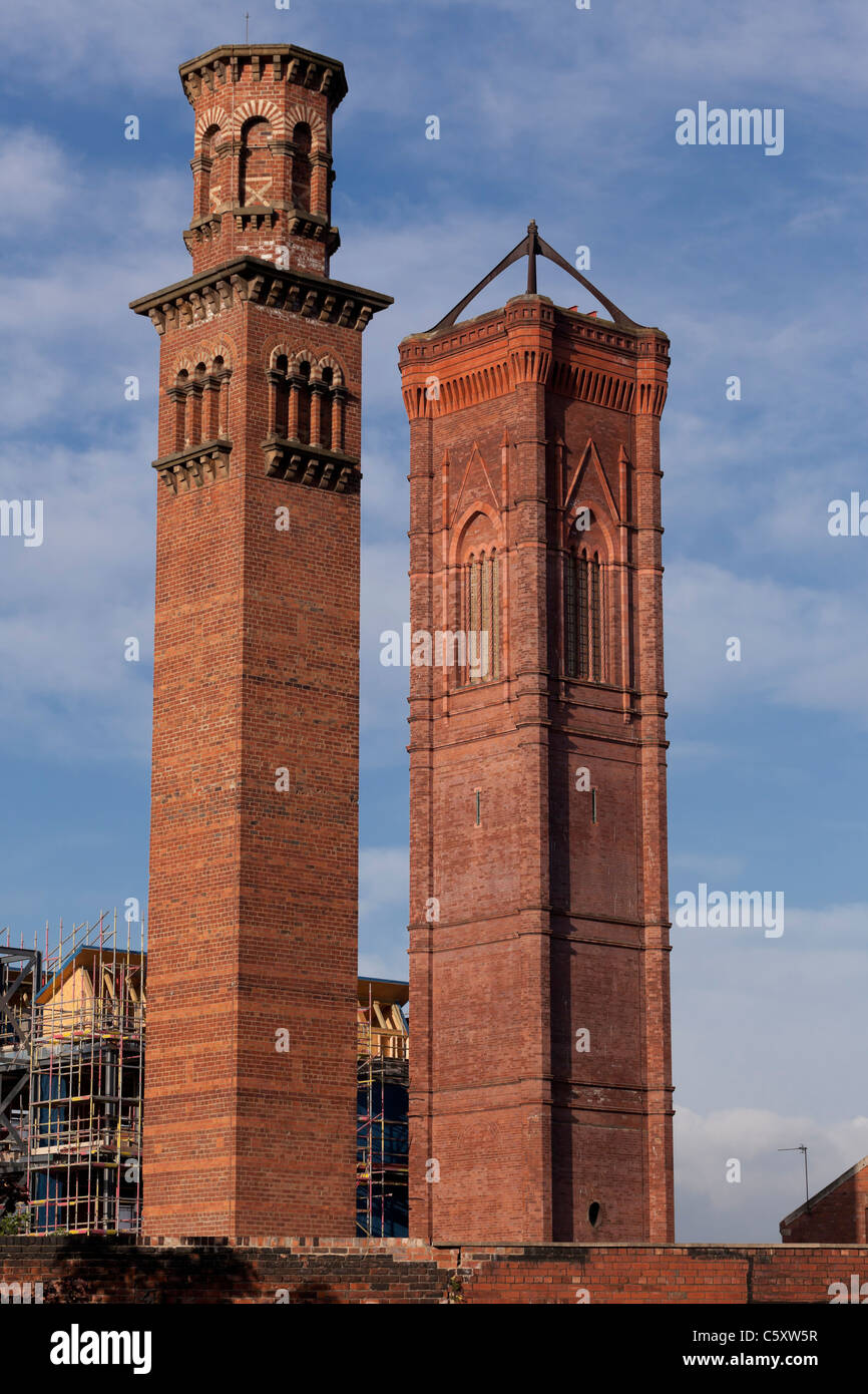 Tower Works, Holbeck, Leeds, reflected in the Aire and Calder ...