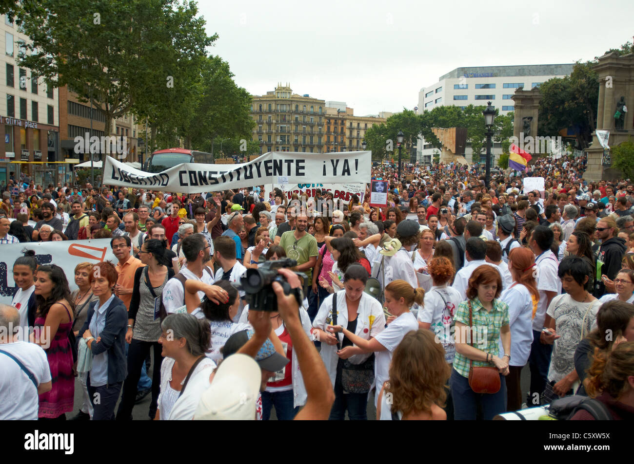 -Demonstration 15M Movement- Barcelona, Spanish Revolution Stock Photo ...