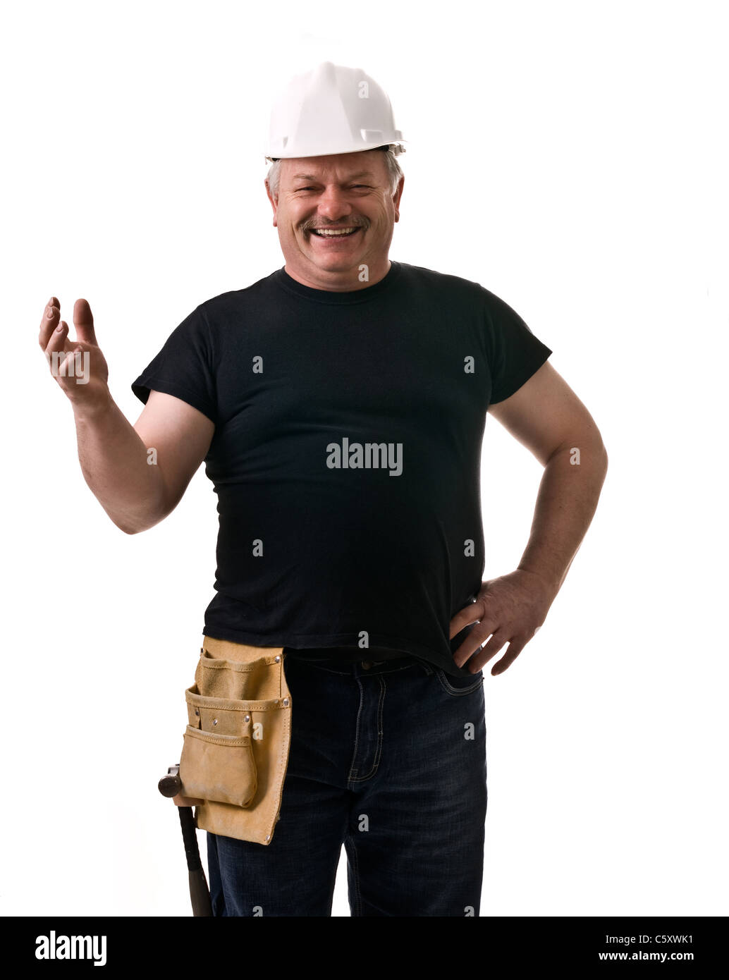 Happy contractor evaluating the job with smile on his face Stock Photo ...