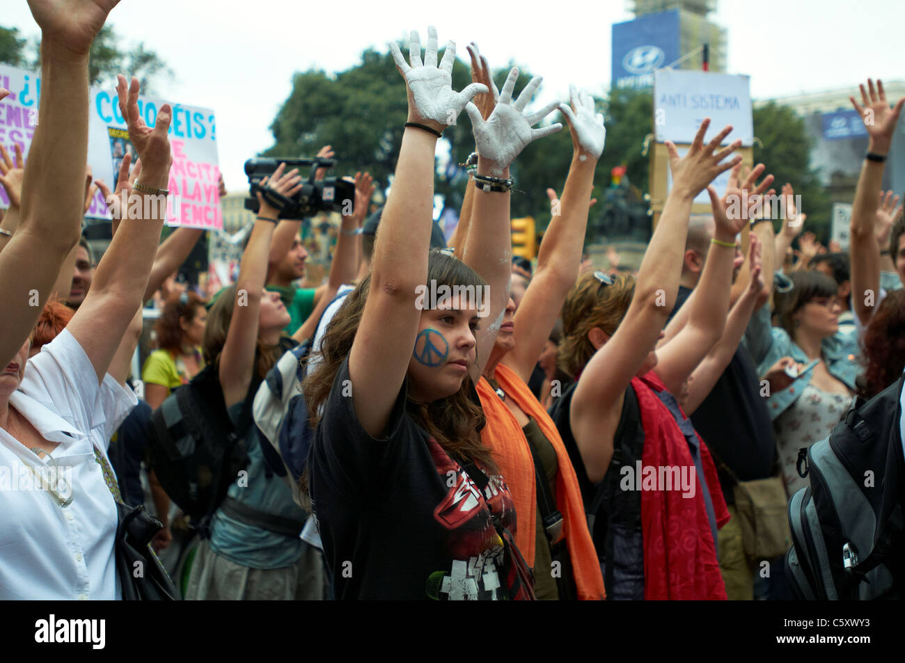-Demonstration 15M Movement- Barcelona, Spanish Revolution Stock Photo ...