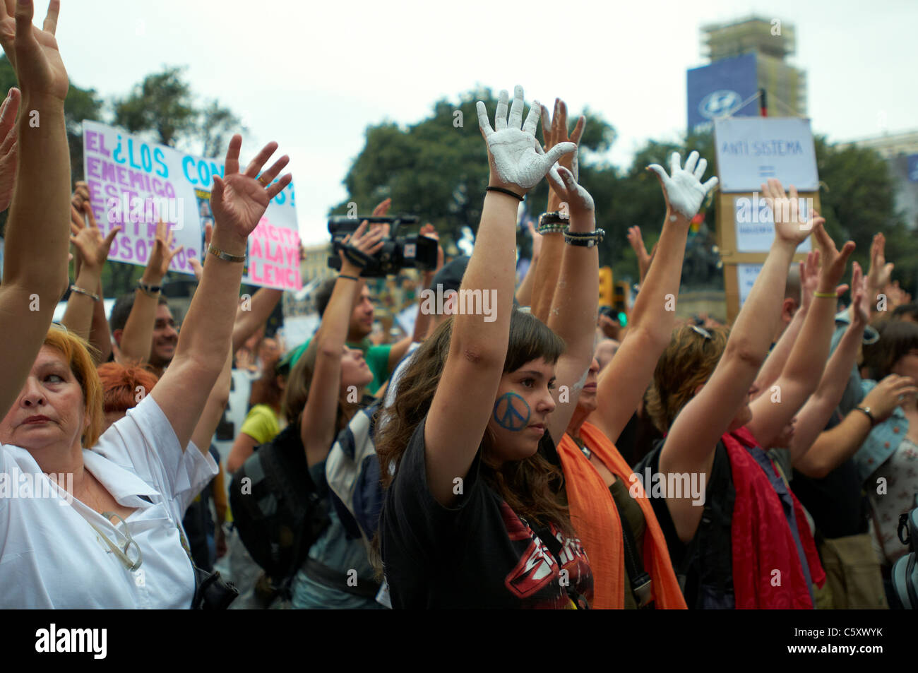 -Demonstration 15M Movement- Barcelona, Spanish Revolution Stock Photo ...