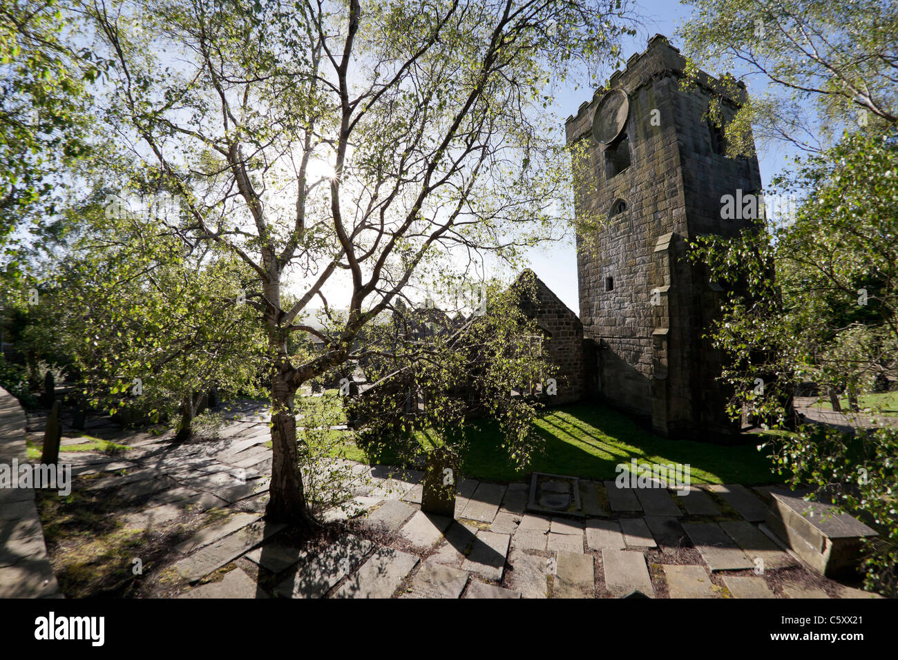 The ruins of Thomas a Becket church, Heptonstall, near Hebden Bridge ...