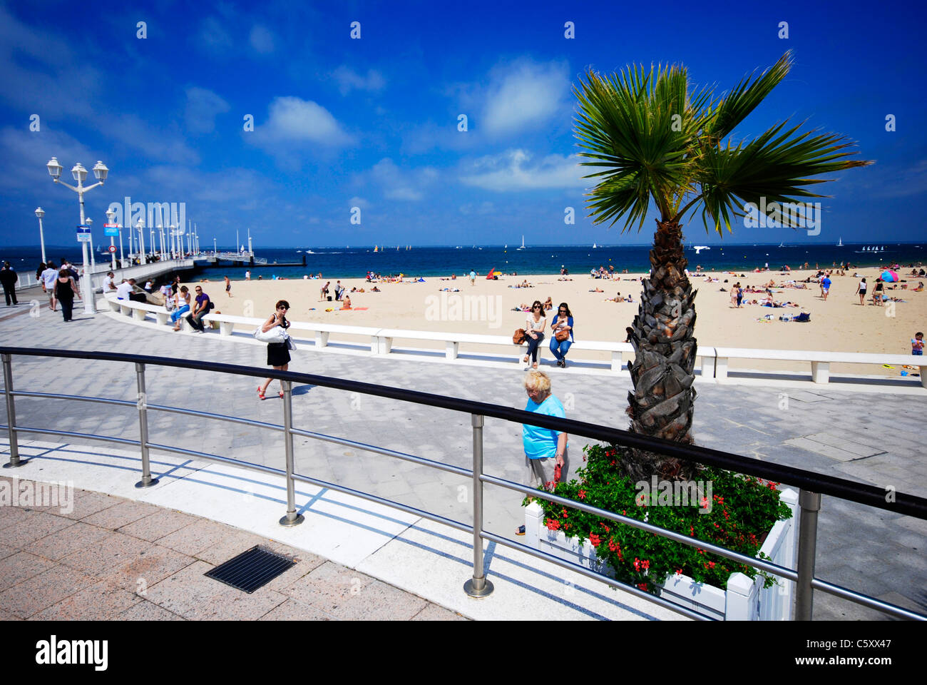Beach life at the Arcachon Beach, Plage d’Arcachon, in south-western ...