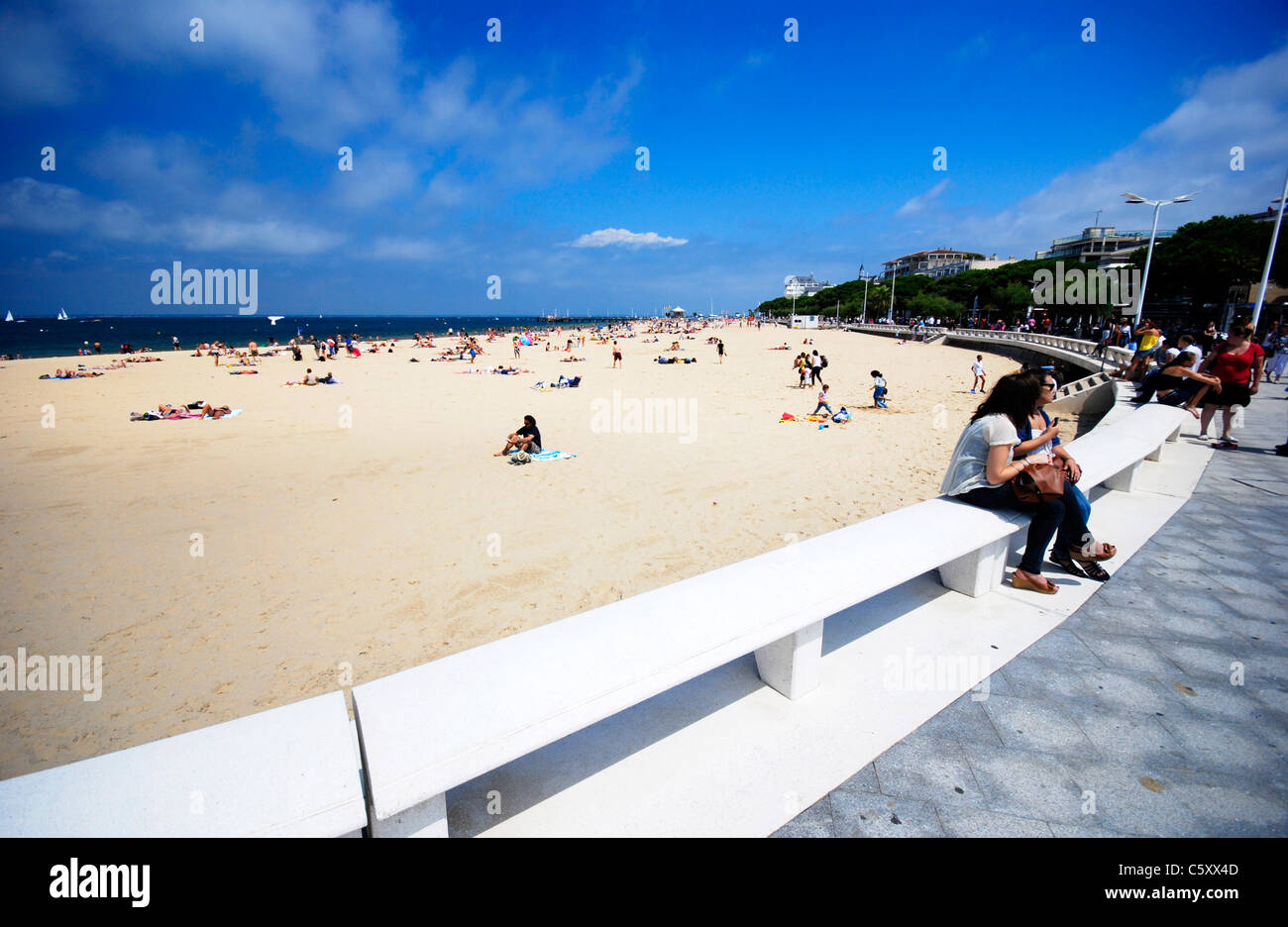 Beach life at the Arcachon Beach, Plage d’Arcachon, in south-western ...