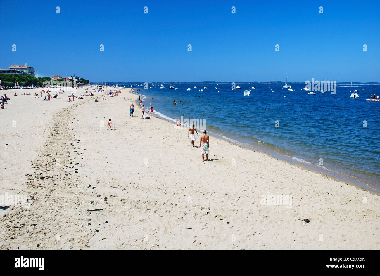 Beach life at the Arcachon Beach, Plage d’Arcachon, in south-western ...
