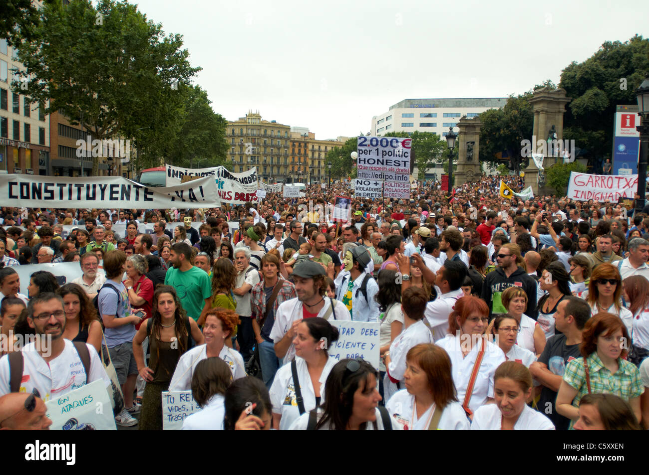 -Spanish Revolution- Demonstration 15M Movement in Barcelona, Spain ...