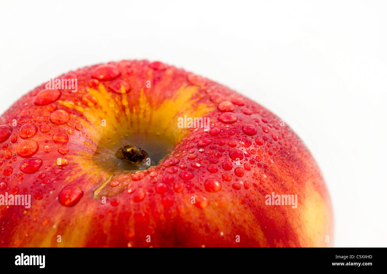 Red apple with drops Stock Photo - Alamy