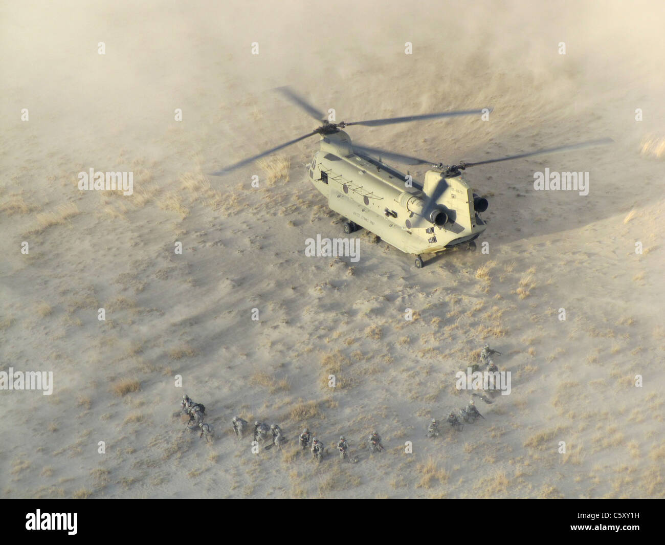 Aerial of US Army CH-47 Chinook helicopters in operation in Afghanistan ...