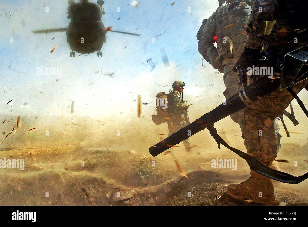 Army CH-47 Chinook helicopters unload troops in the Bermel District of ...
