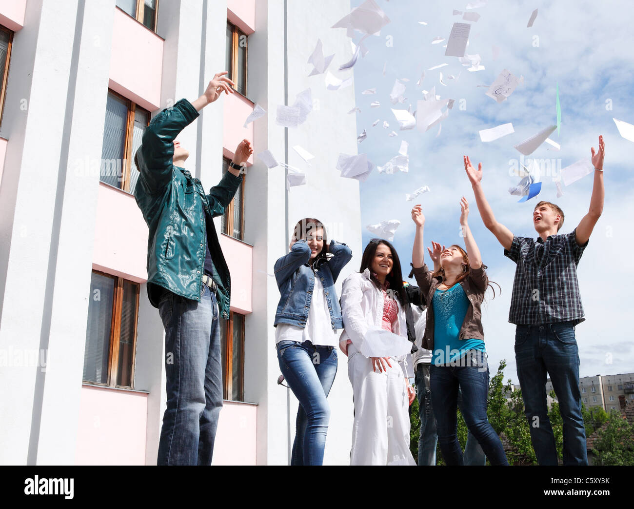 Group of students to complete academic year Stock Photo - Alamy