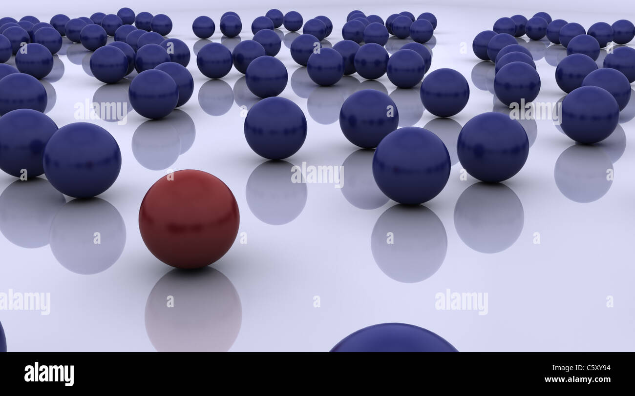3D render of stand out ball individuality concept Stock Photo - Alamy