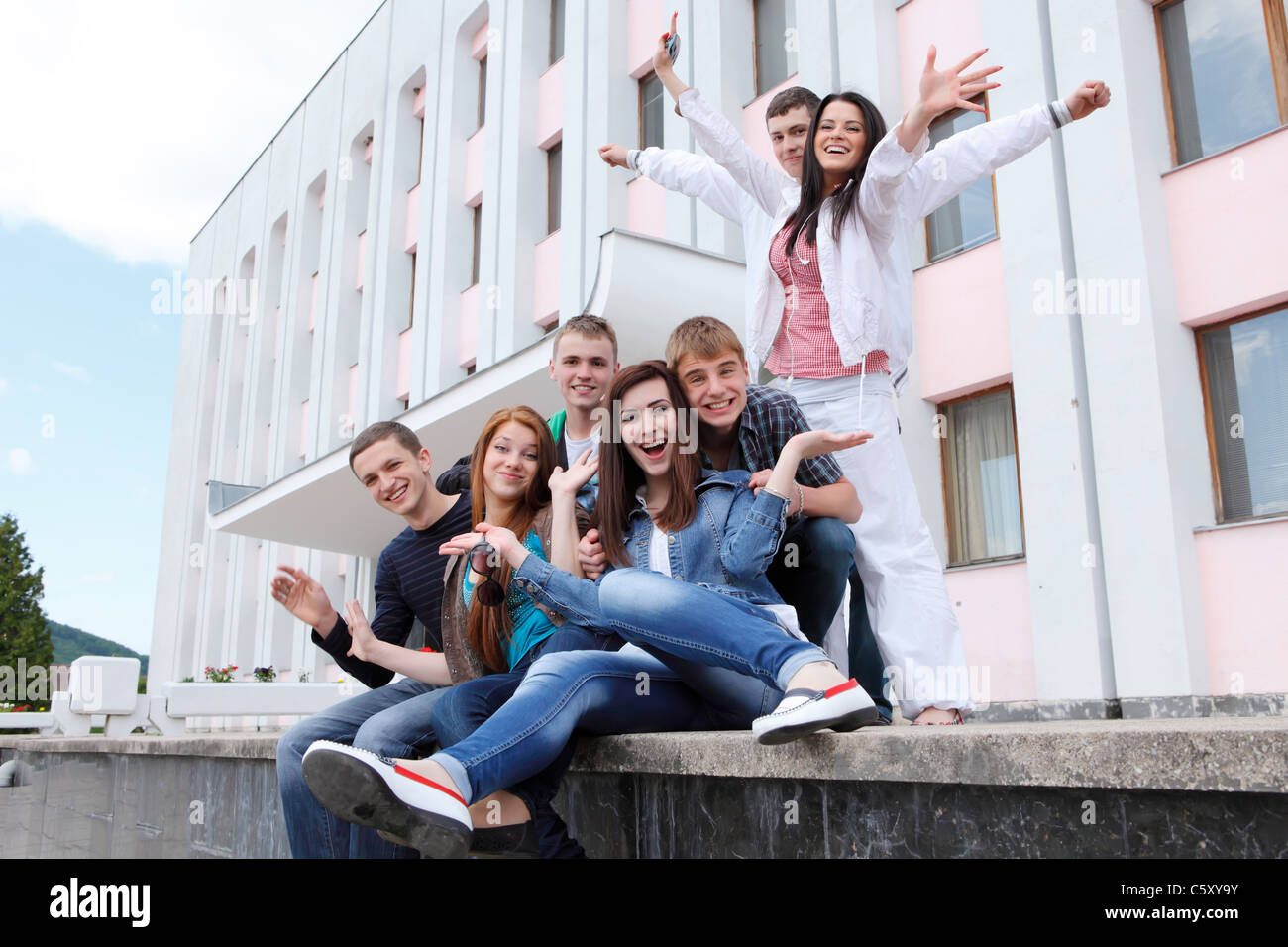 Group of students to complete academic year Stock Photo - Alamy