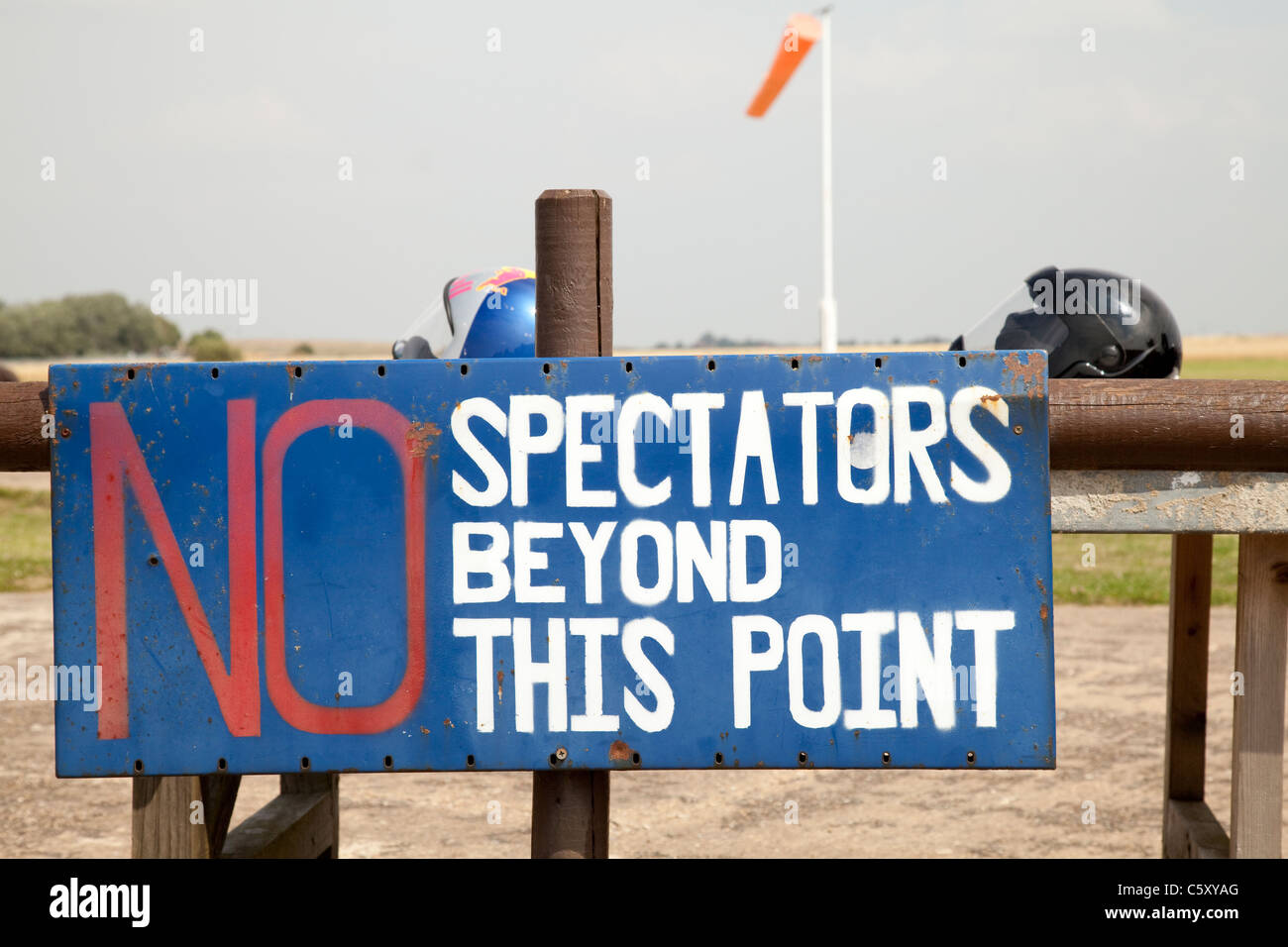 No spectators beyond this point warning sign at Langar Skydive airfield ...