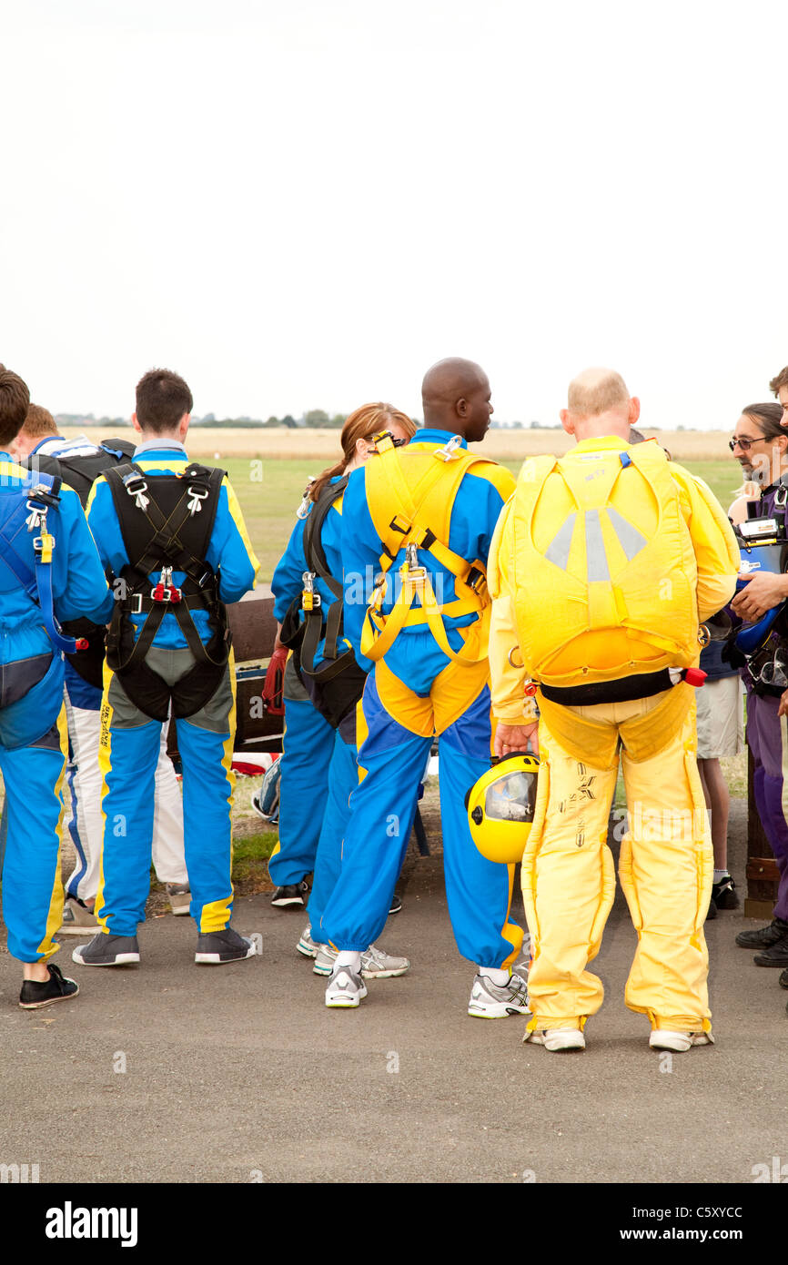 A group of friends at Langar Skydive centre Nottingham England UK Stock ...