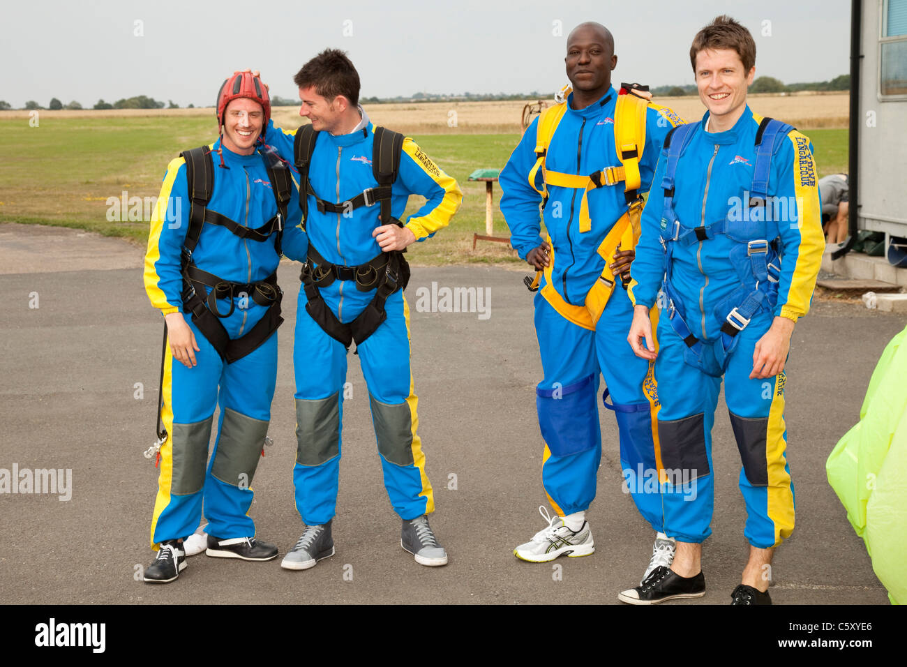A group of friends at Langar Skydive centre Nottingham England UK Stock ...