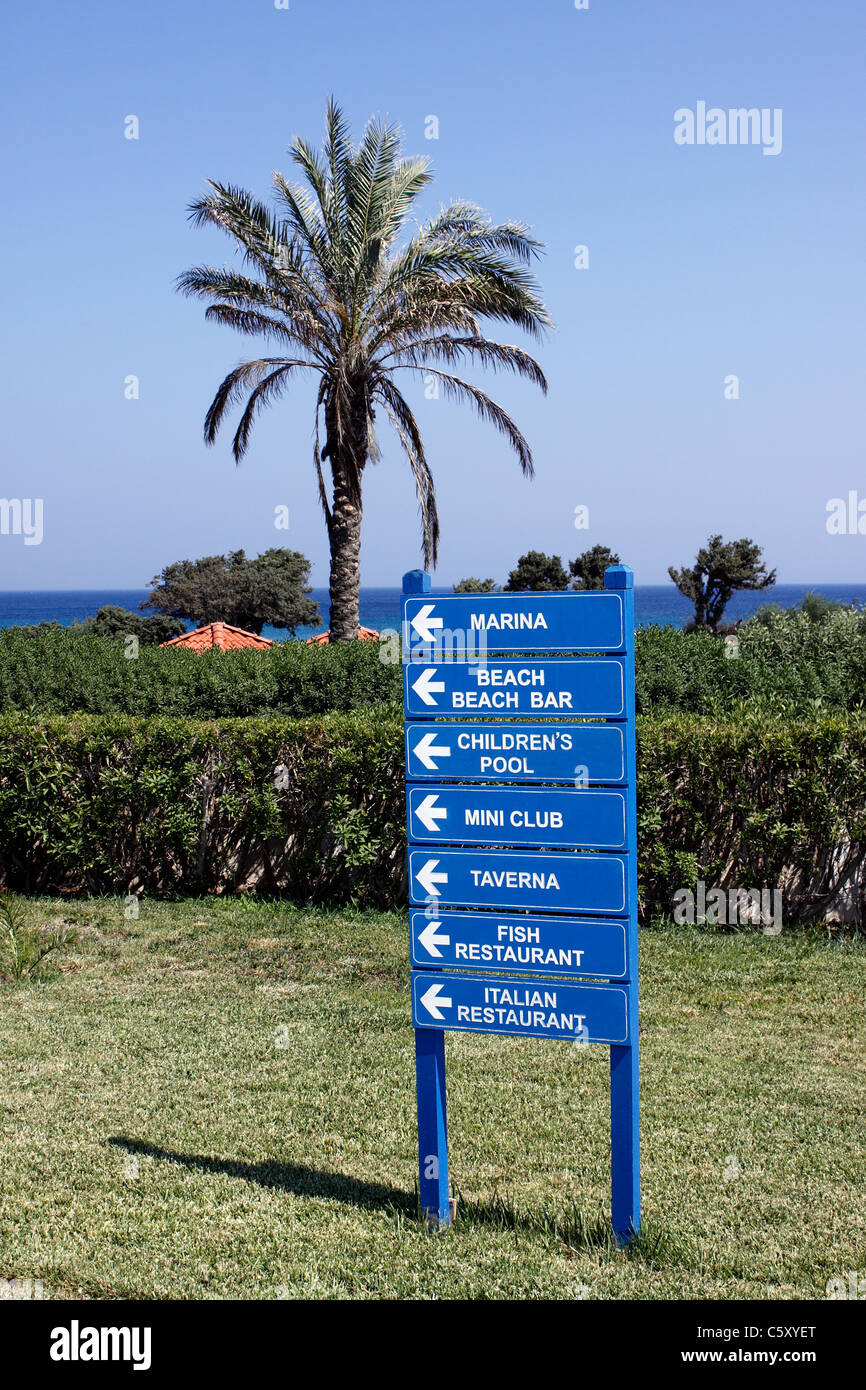 HOTEL SIGNPOST TO ENTERTAINMENT AREAS Stock Photo - Alamy