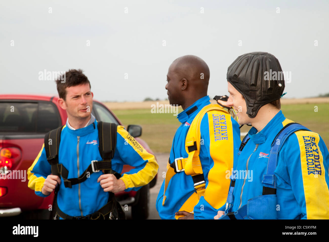A group of friends at Langar Skydive centre Nottingham England UK Stock ...