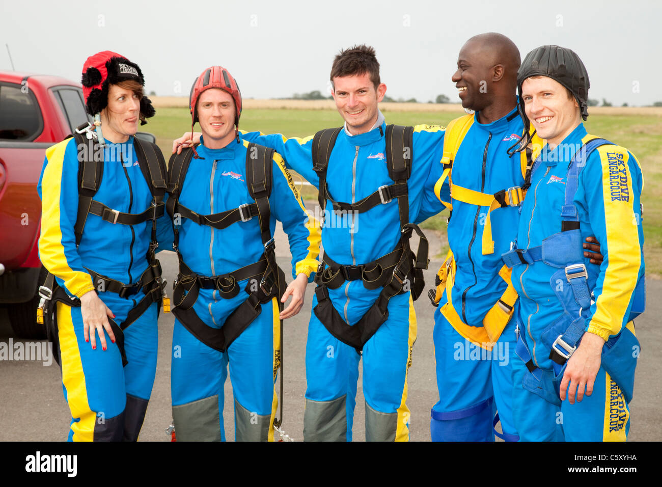 A group of friends at Langar Skydive centre Nottingham England UK Stock ...