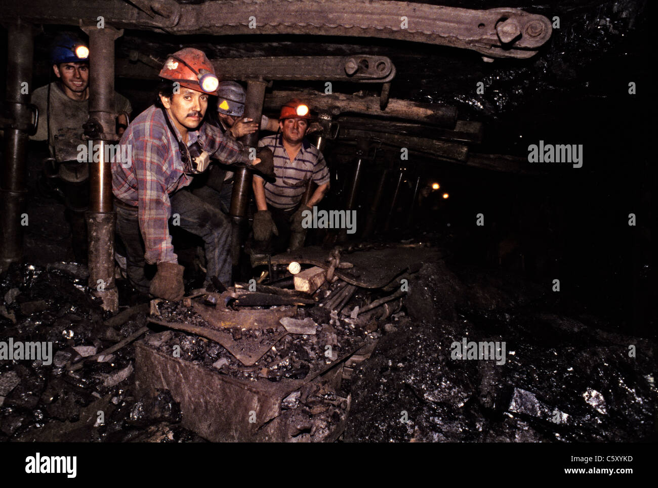 Coal miners working underground, Chile Stock Photo - Alamy