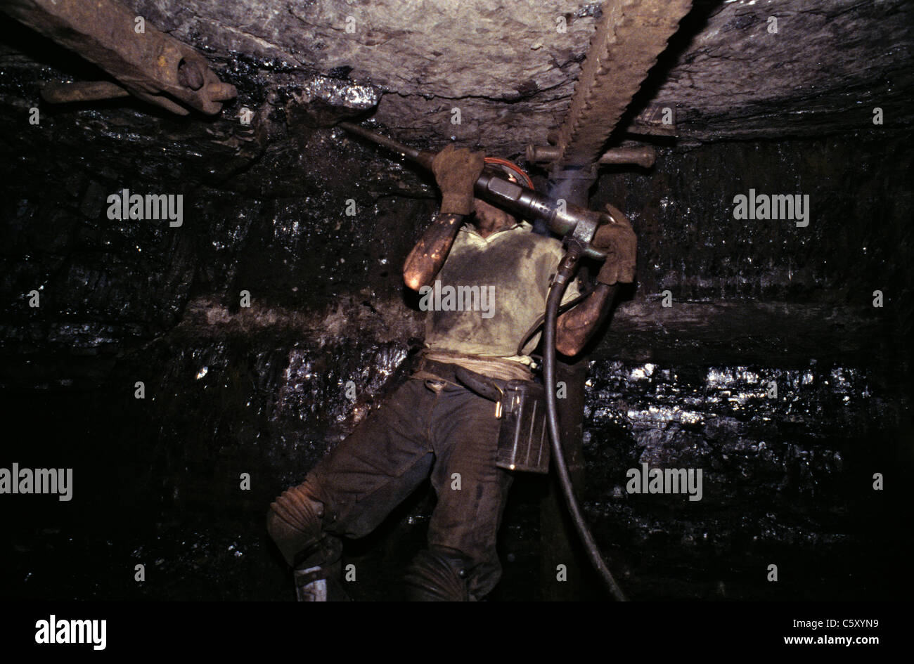 Coal miner working underground Chile Stock Photo - Alamy