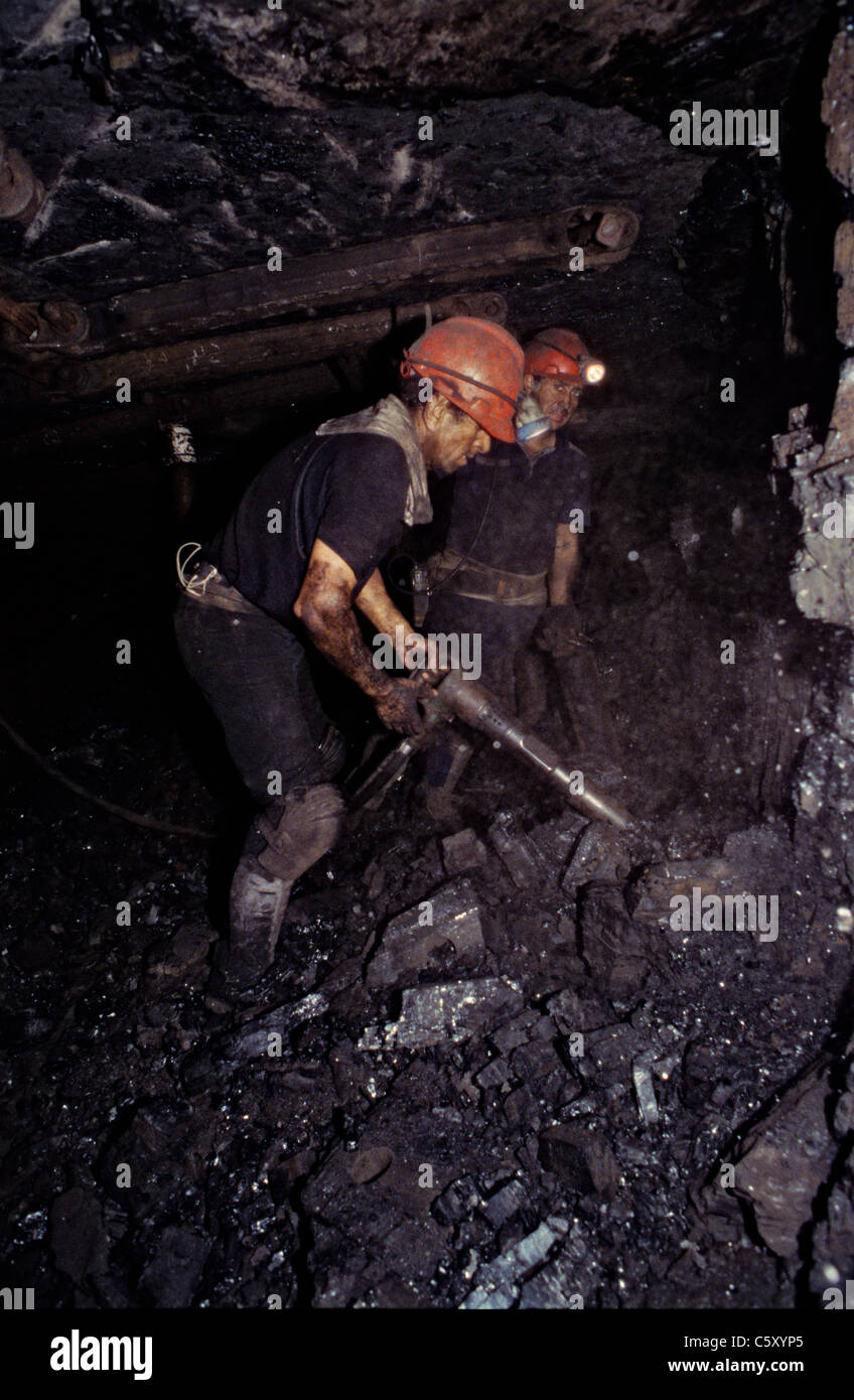 Coal miners working underground, Chile Stock Photo - Alamy