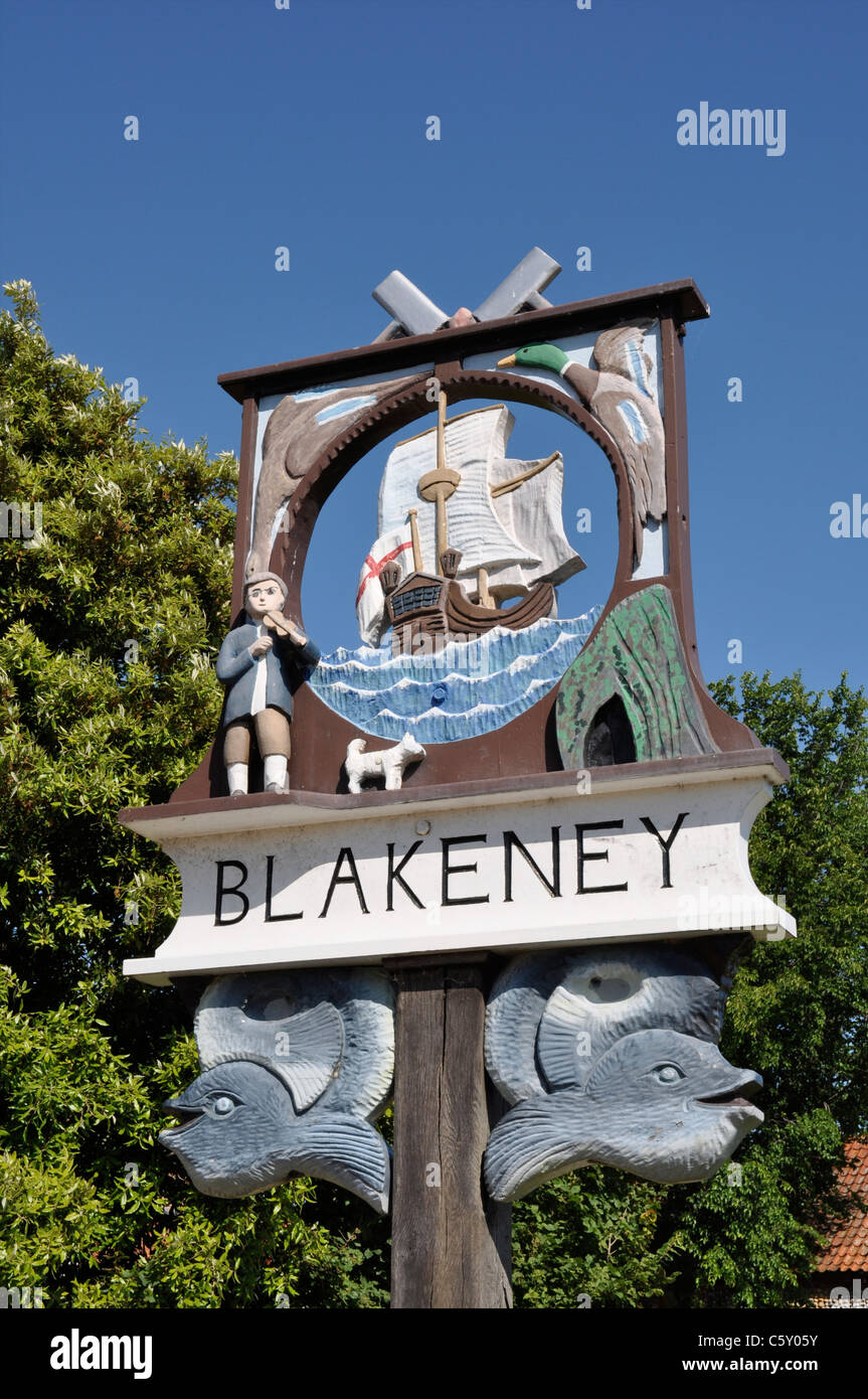 Blakeney village name sign hi-res stock photography and images - Alamy
