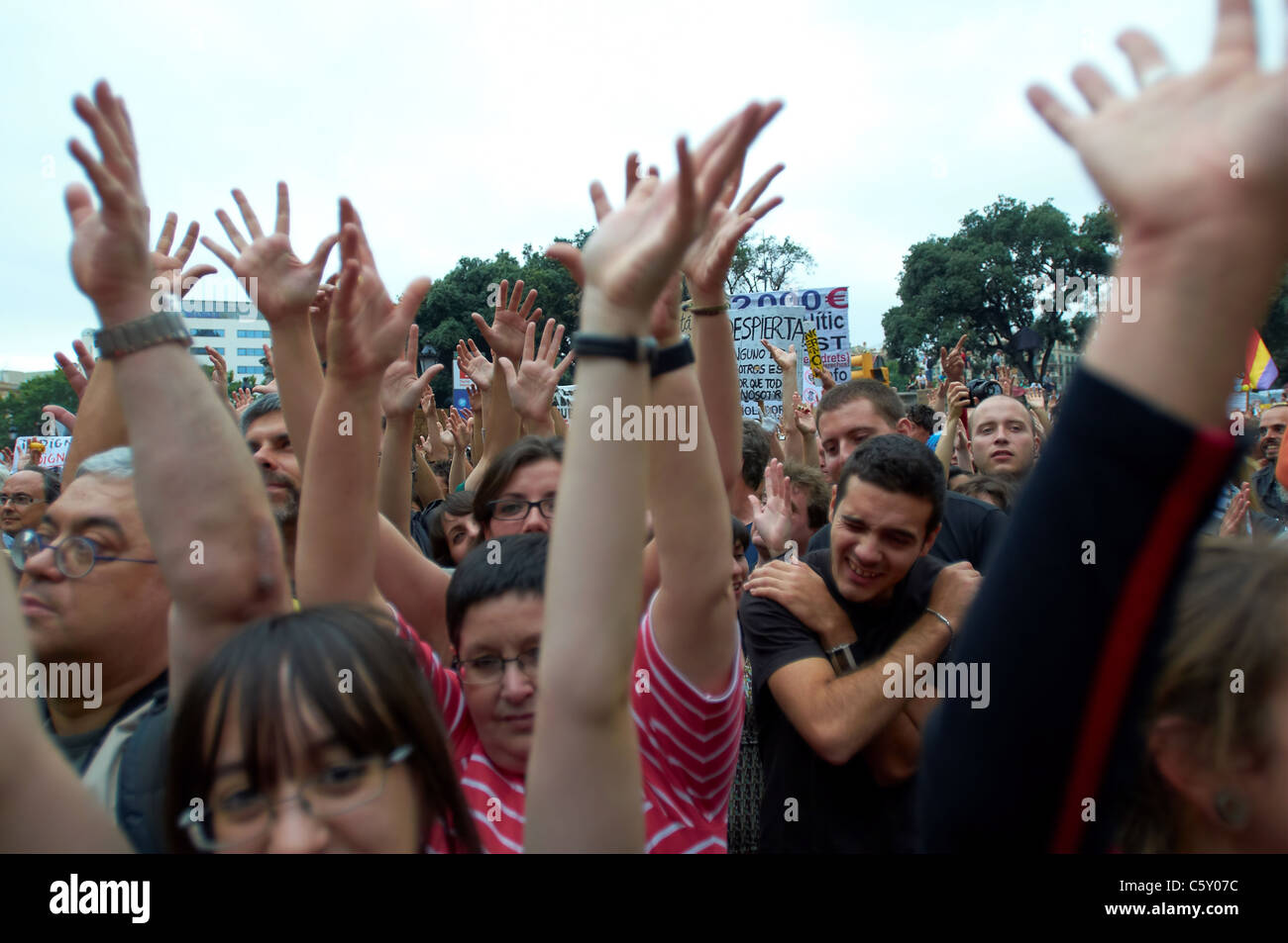 -Spanish Revolution- Demonstration 15M Movement in Barcelona, Spain ...