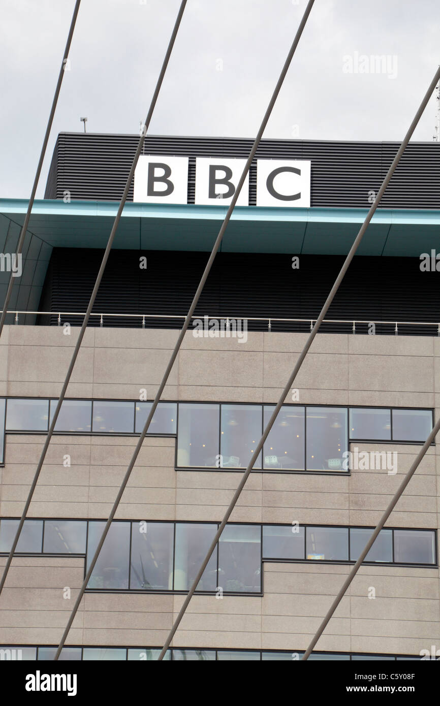 Detail including BBC sign on a building of the new BBC development ...