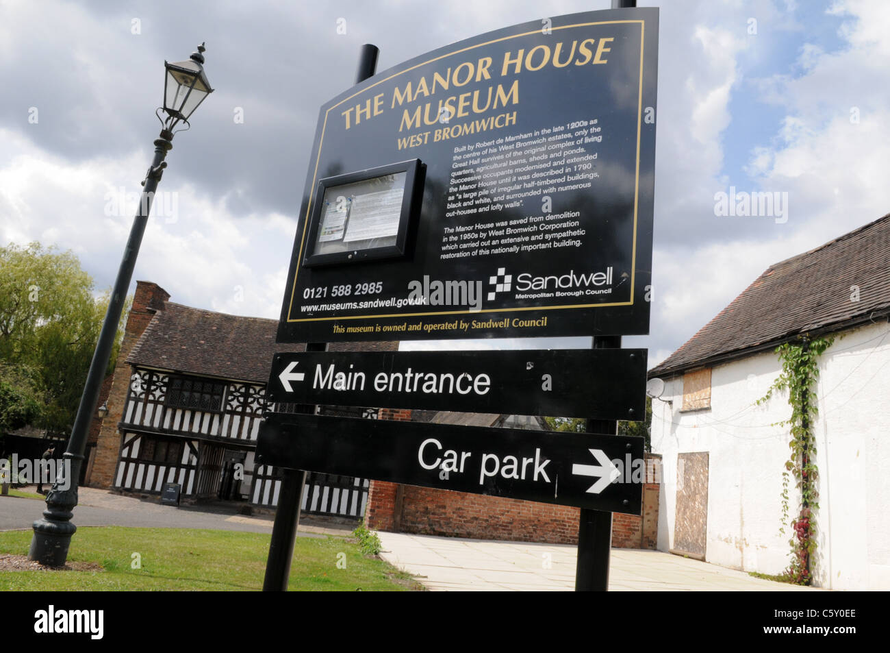 Entrance sign to the historic Manor House Museum run by Sandwell ...