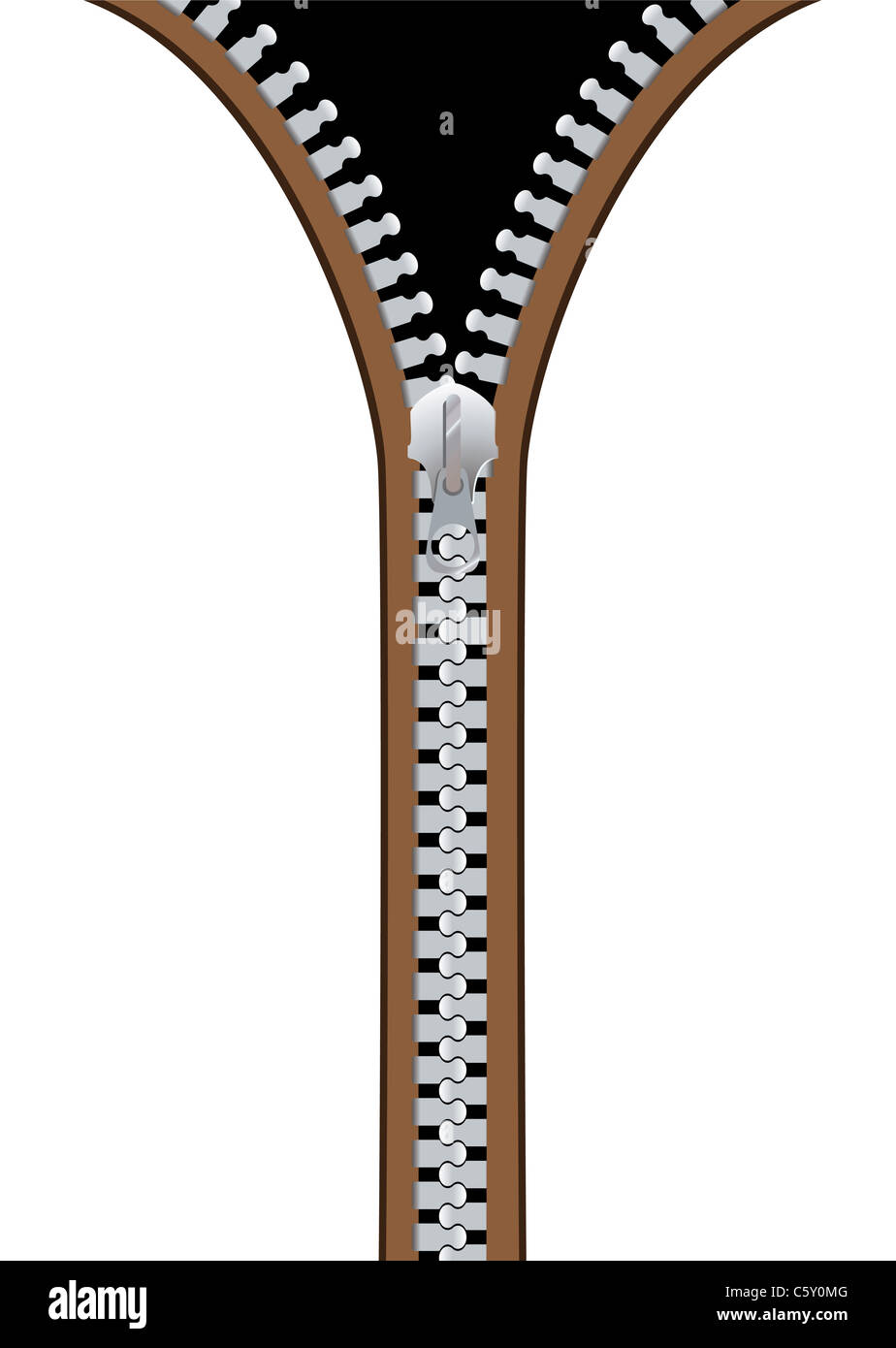 Silver metal zip with white background Stock Photo - Alamy