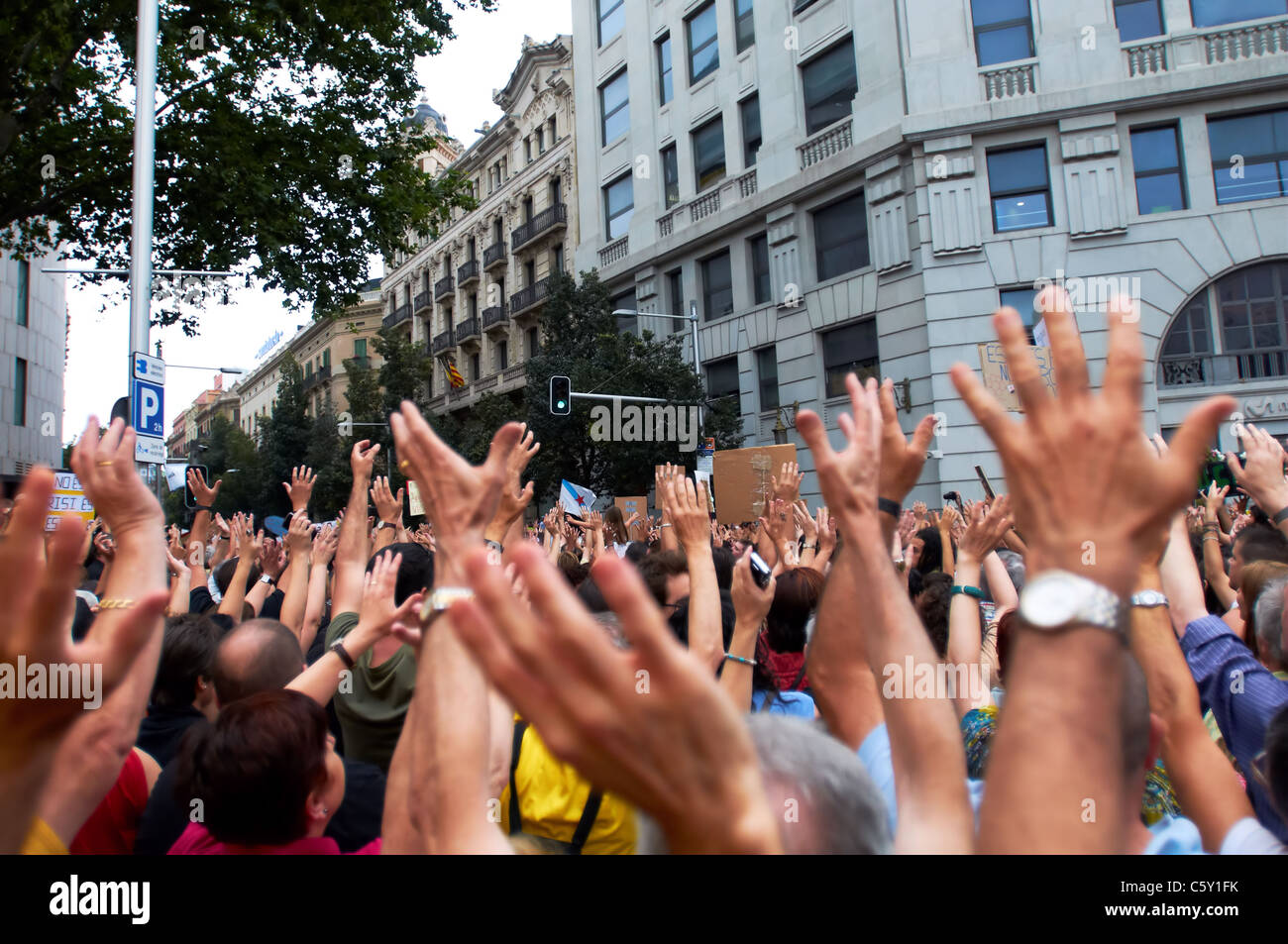 -Spanish Revolution- Demonstration 15M Movement in Barcelona, Spain ...