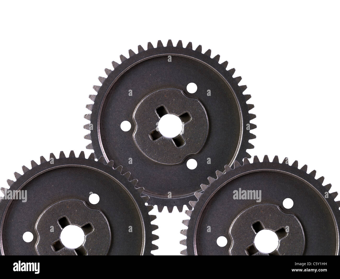 A metal gear isolated against a white background Stock Photo - Alamy