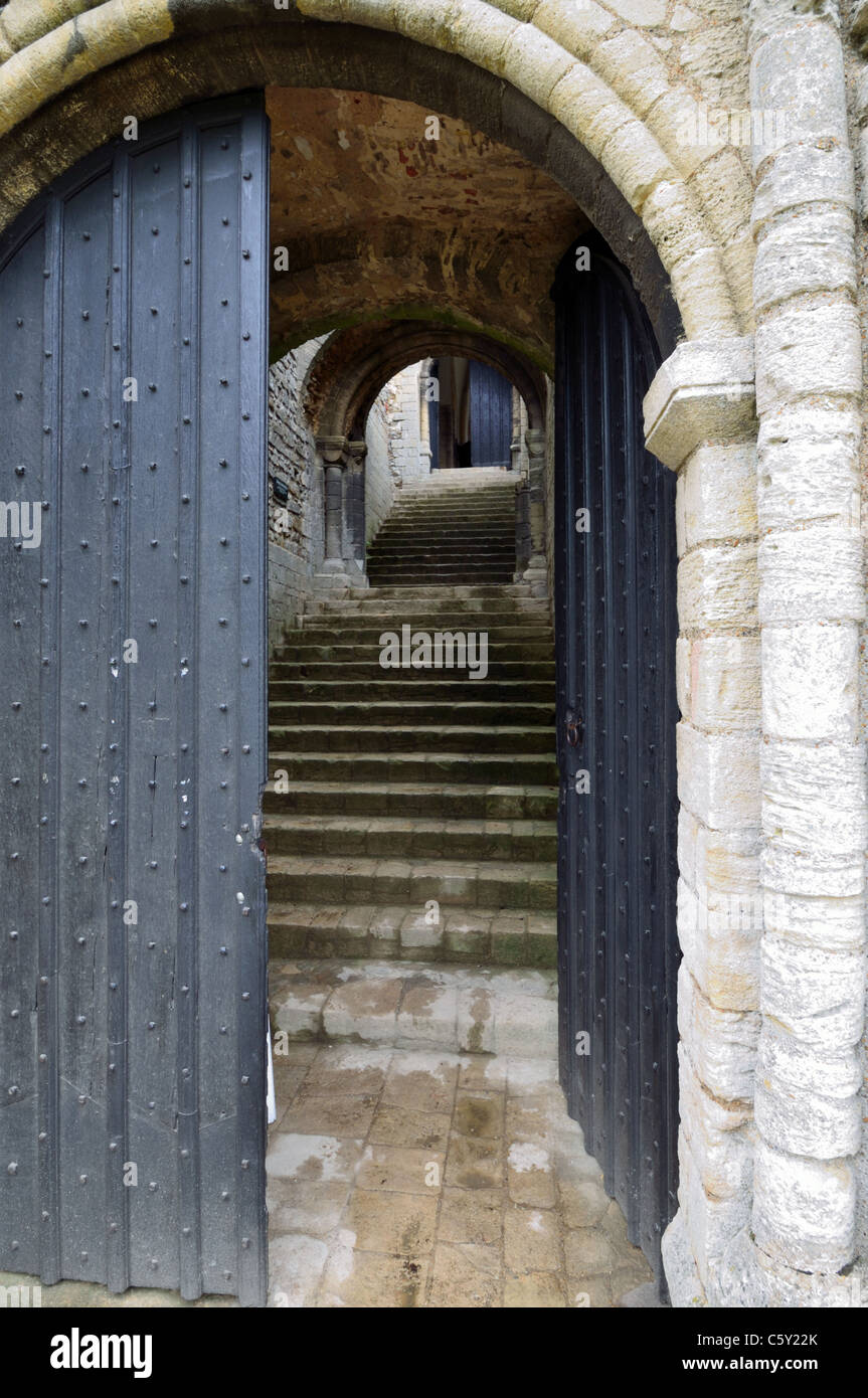 Castle entrance stairway - Castle Rising Castle Stock Photo - Alamy