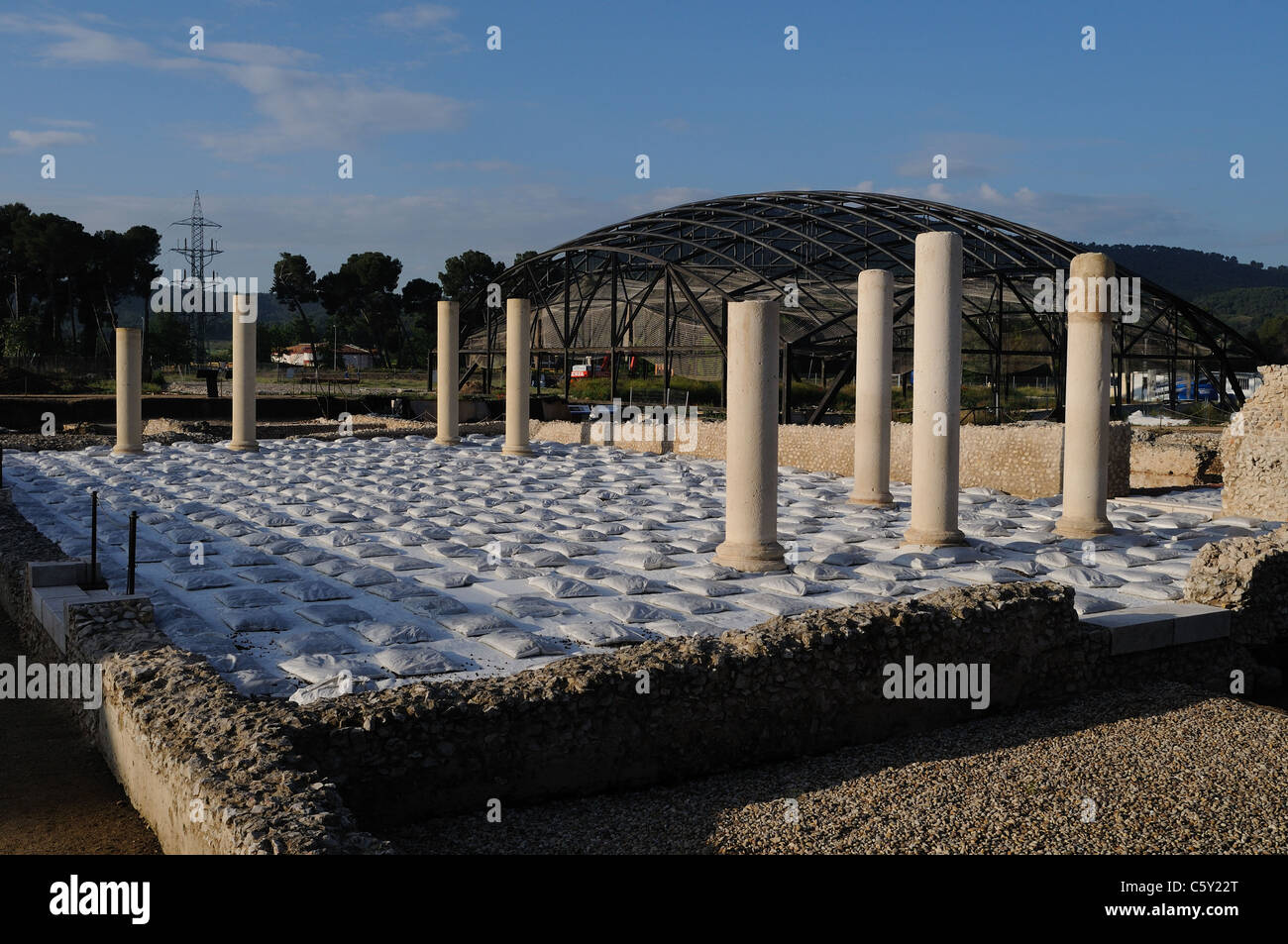 Basilica . Construction of the Museum " House of Griffins " Roman city ...