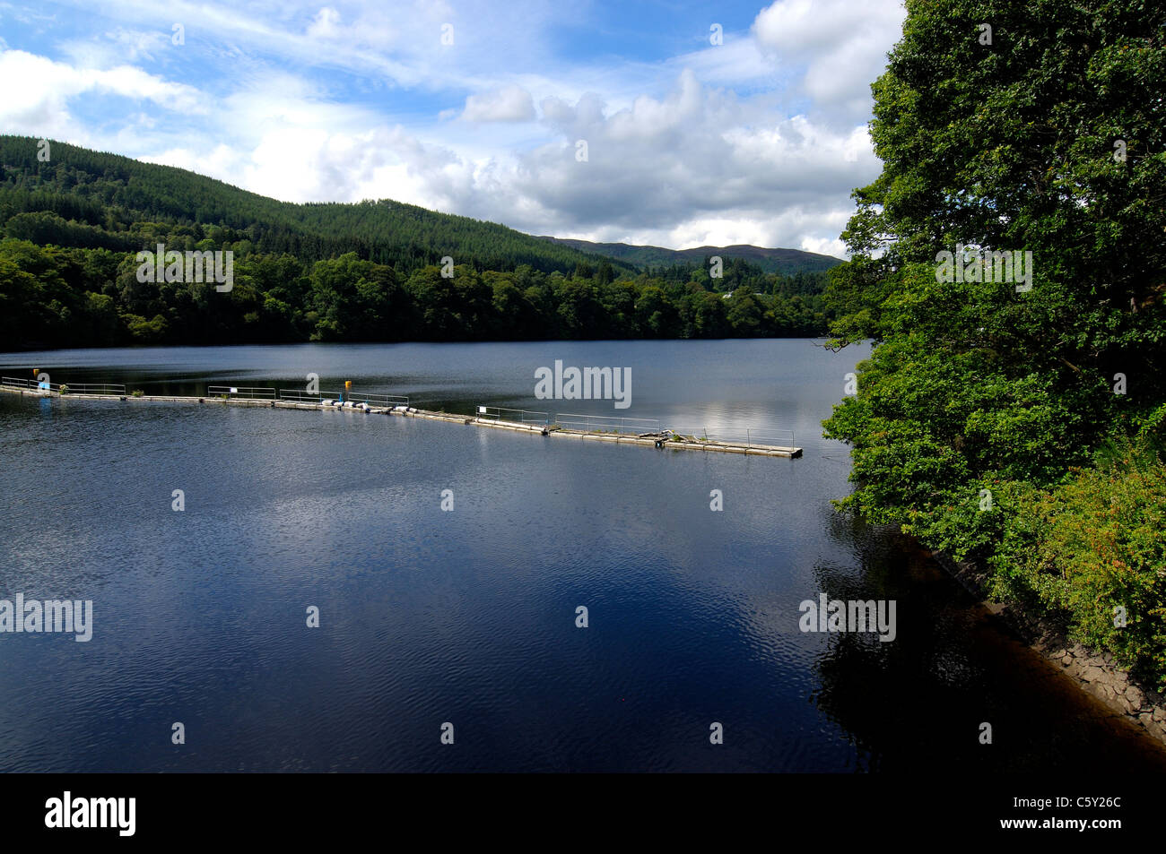 Loch Faskally in Pitlochry besides the Hydro- Electric Power Station ...