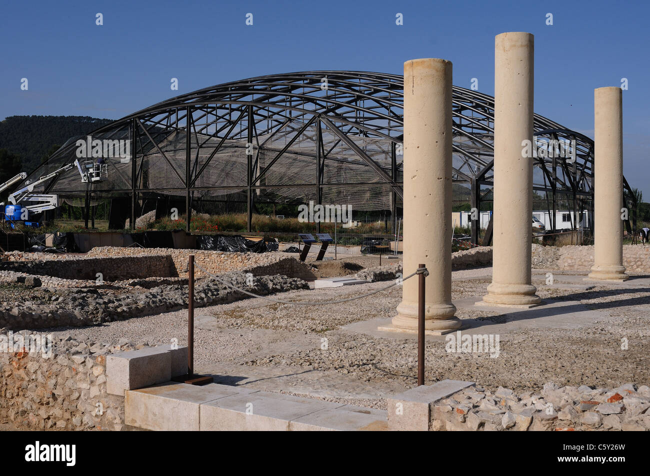 Basilica . Construction of the Museum " House of Griffins " Roman city ...