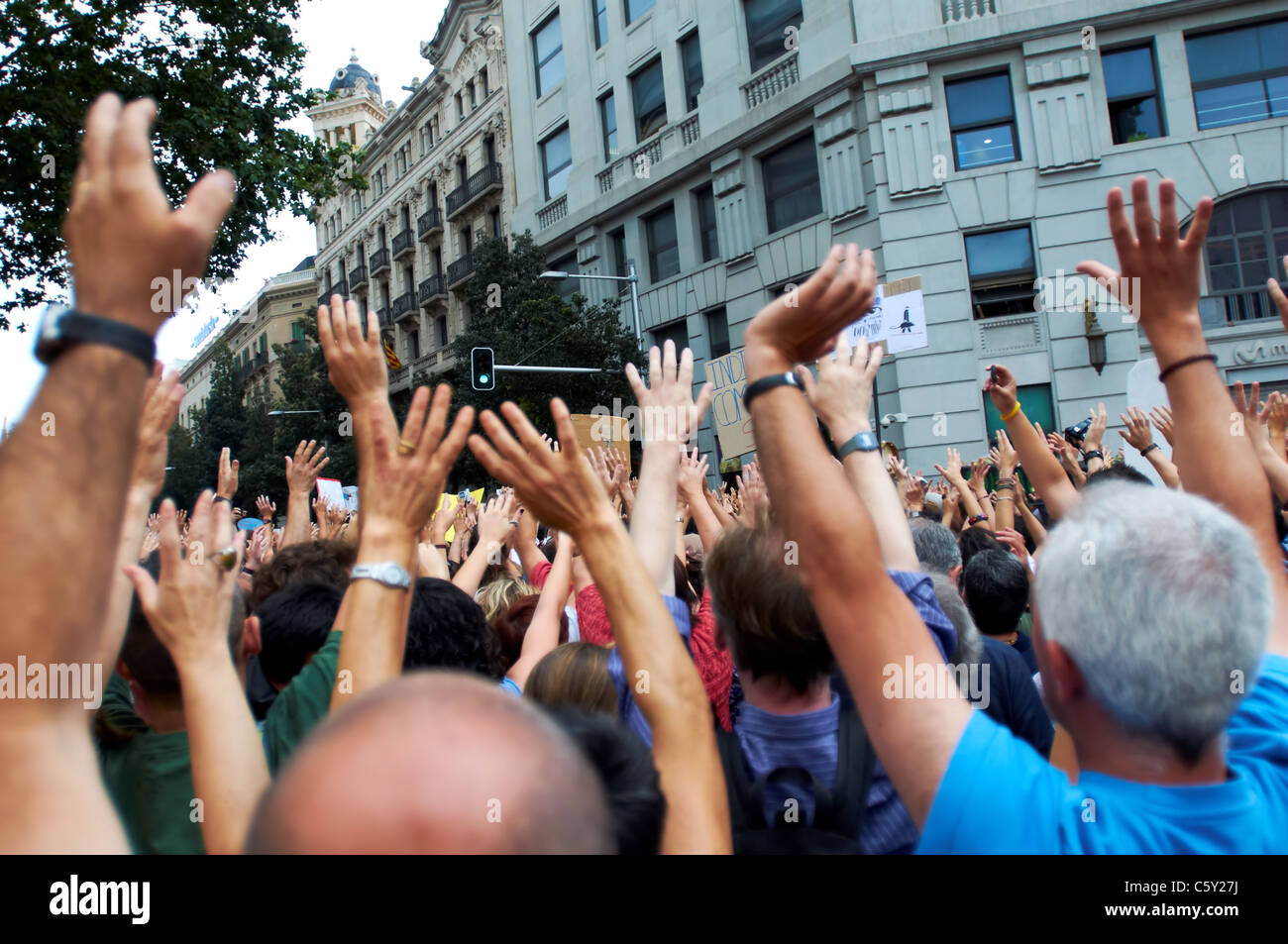 -Spanish Revolution- Demonstration 15M Movement in Barcelona, Spain ...