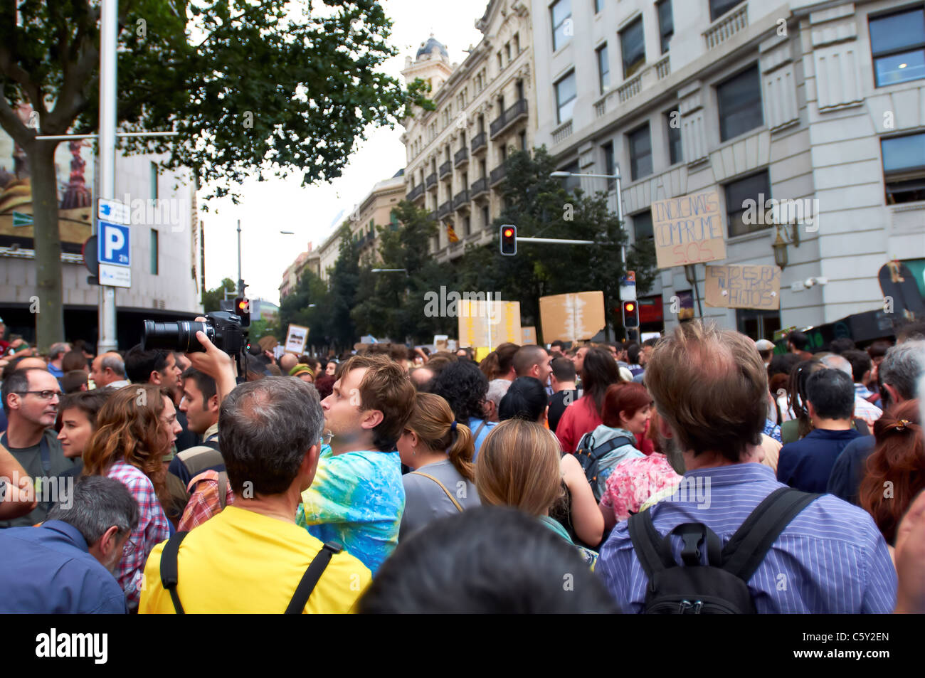 -Spanish Revolution- Demonstration 15M Movement in Barcelona, Spain ...