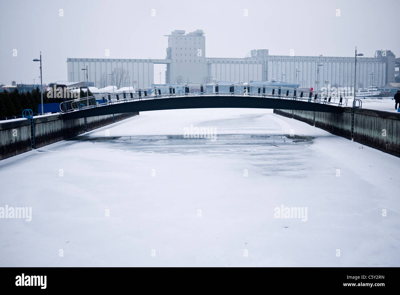 QUEBEC CITY, Canada — Frozen river in the middle of winter on Quebec ...