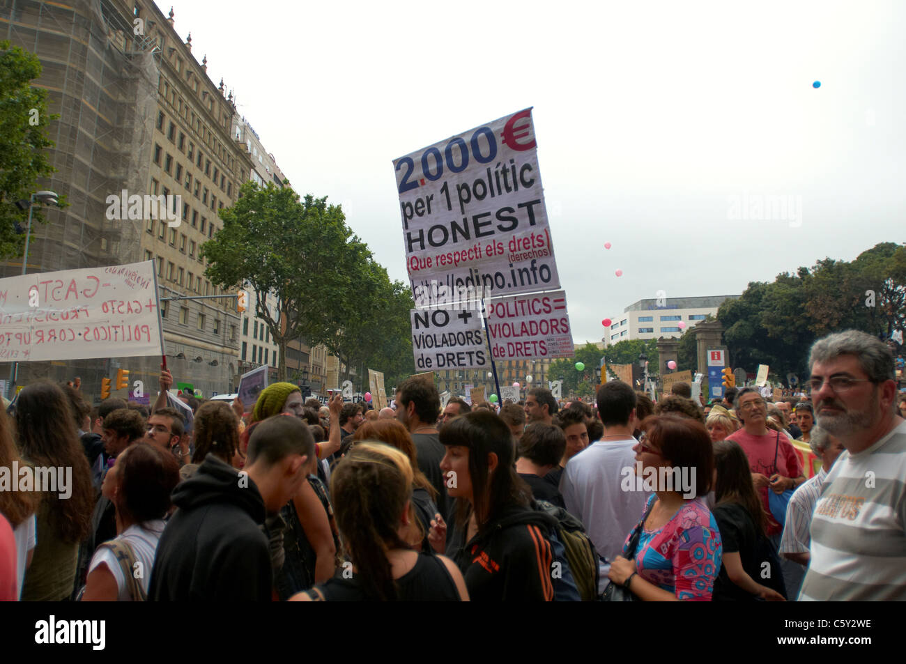 -Spanish Revolution- Demonstration 15M Movement in Barcelona, Spain ...