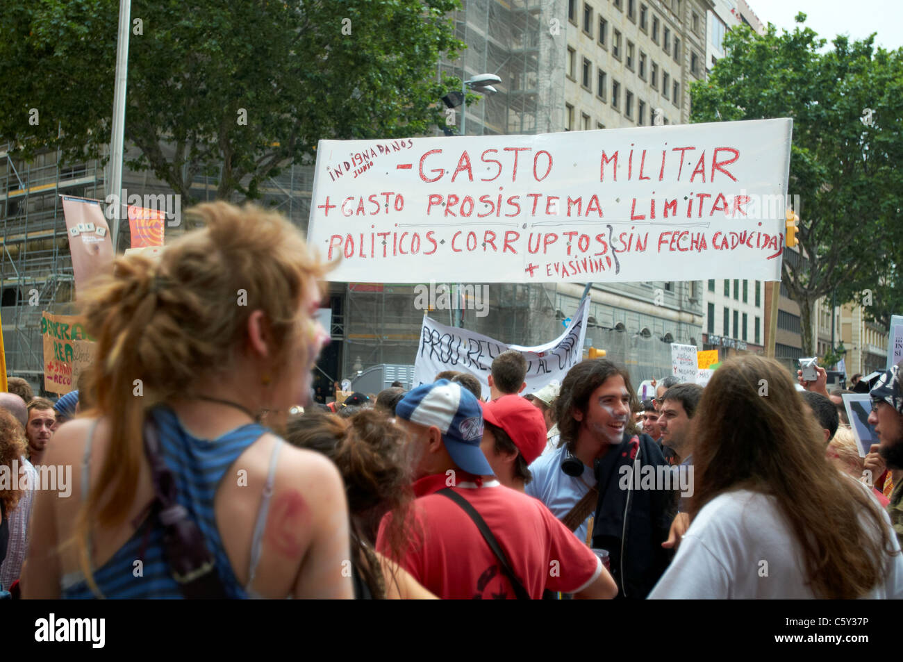 -Spanish Revolution- Demonstration 15M Movement in Barcelona, Spain ...
