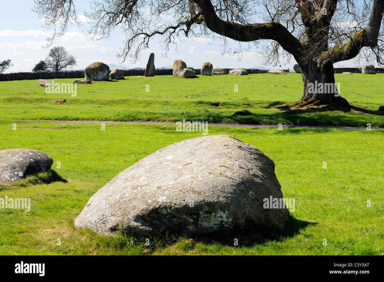 Prehistoric Neolithic megalithic standing stone circle known as Long ...