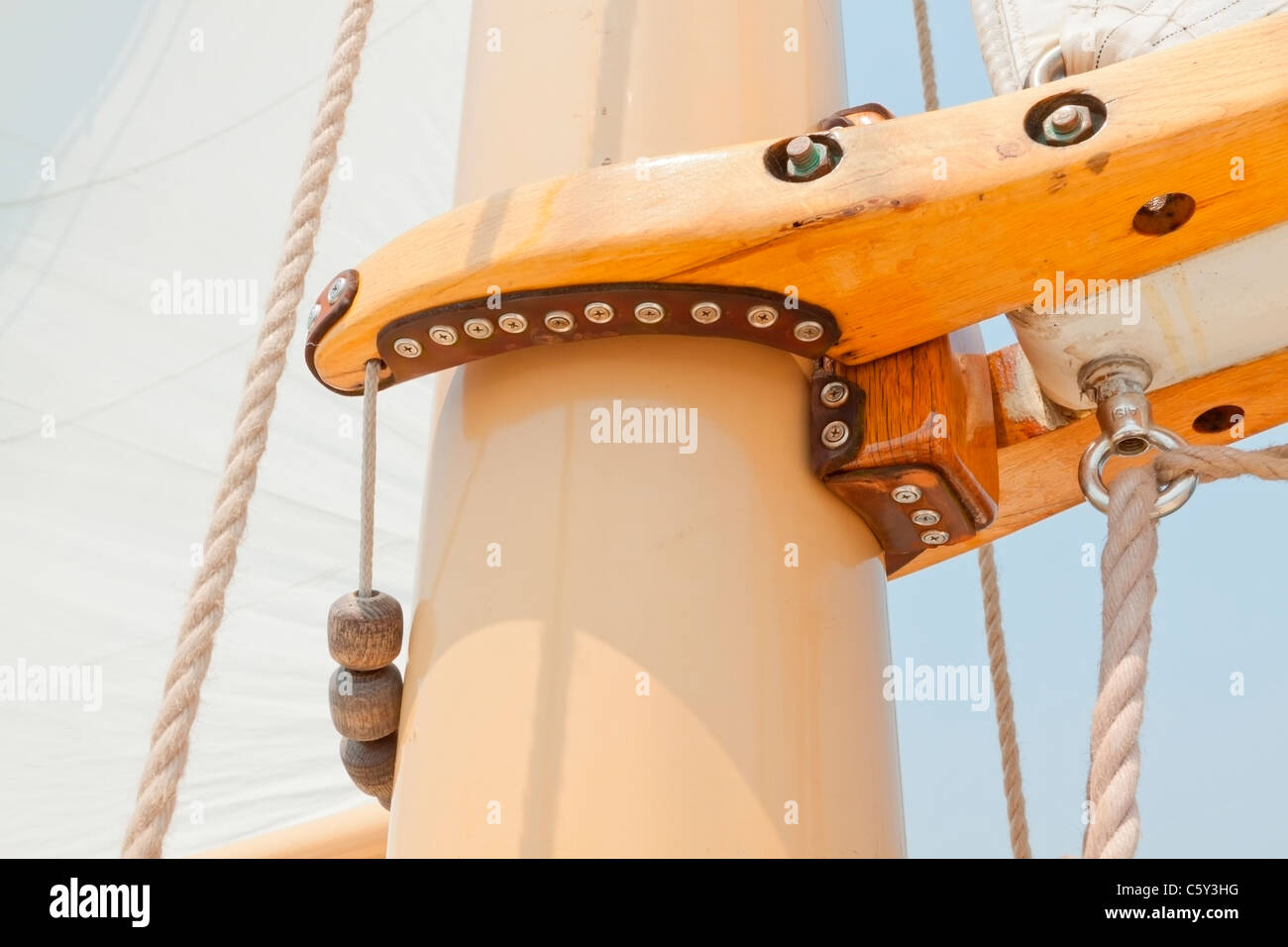 A view of the mast and rope rigging on the private sail yacht Stock ...