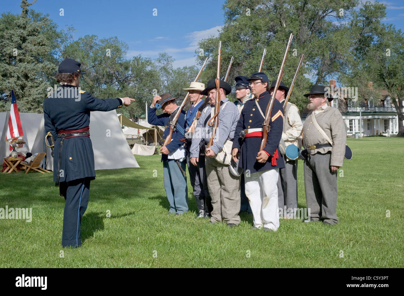 A commanding officer tries to drill a rag-tag squad of soldiers at the ...
