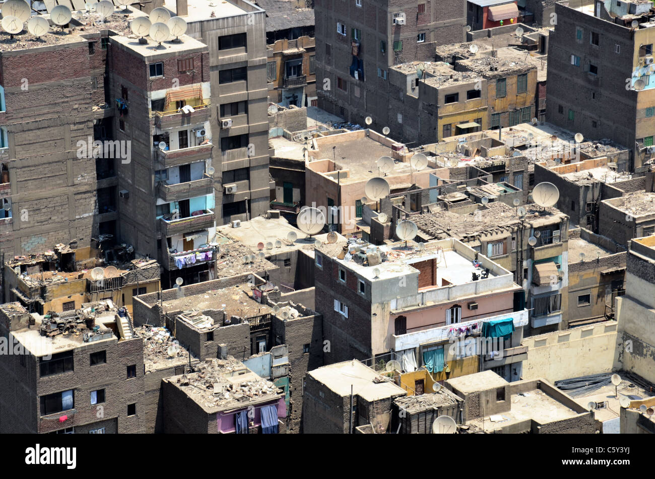 Cairo Panoramas from above of the inner city quarter of Bulaq showing ...