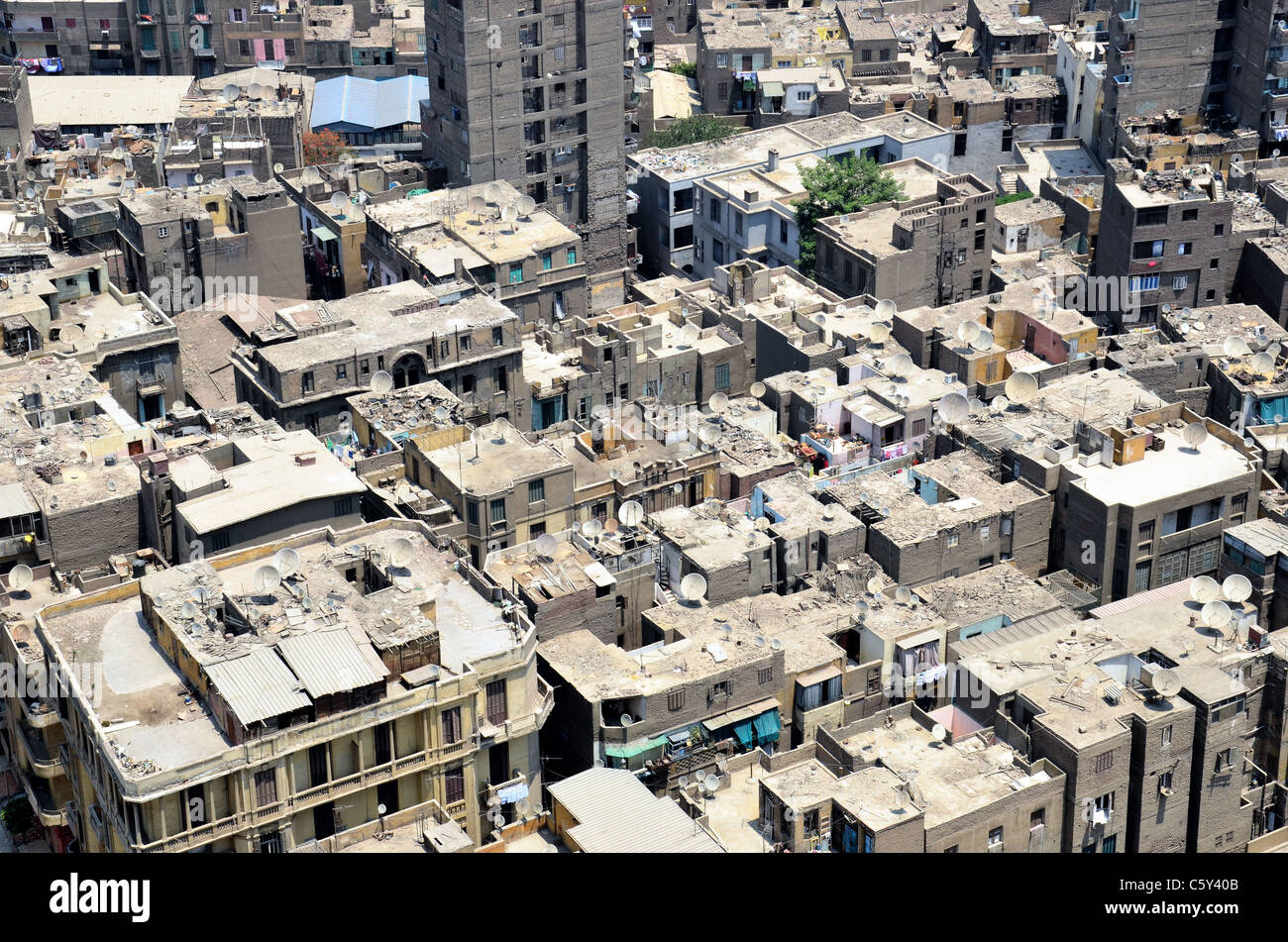 Cairo Panoramas from above of the inner city quarter of Bulaq showing ...